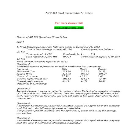 ACC 422 Final Exam Guide All 3 Sets3 | PDF