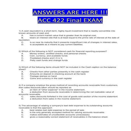 Acc 422 final exam questions and correct answers 100% guaranteed# | DOCX