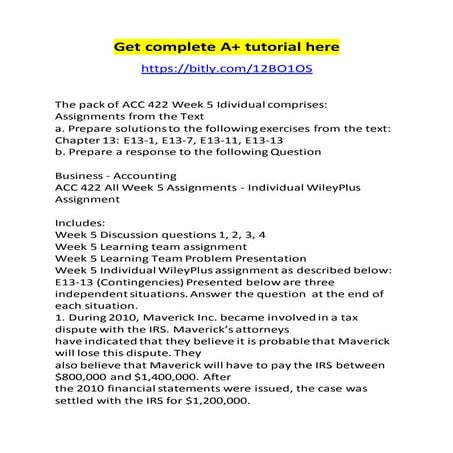 Acc 422 week 5 individual | PDF