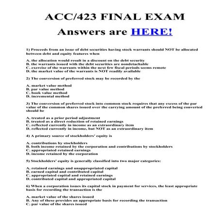 Acc 423 acc423 final exam correct 100% | DOCX