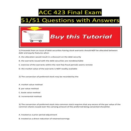 Acc 423 acc423 final exam correct 100% | DOCX