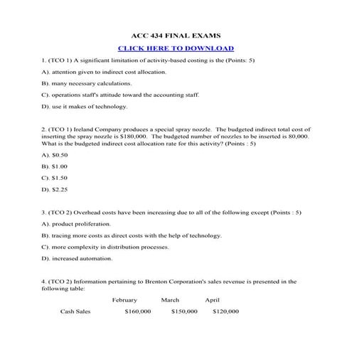 Acc 434 final exams | DOCX