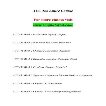 ACC 455 Effective Communication / snaptutorial.com