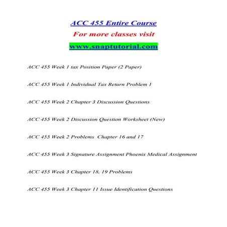 Acc 455 Exceptional Education / snaptutorial.com