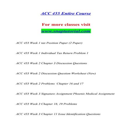 Acc 455 Education Organization / snaptutorial.com