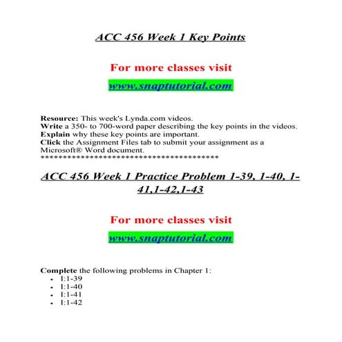 ACC 456 Exceptional Education/snaptutorial.com