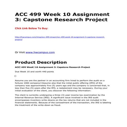 499 week 10 assignment 3 capstone research project | PDF