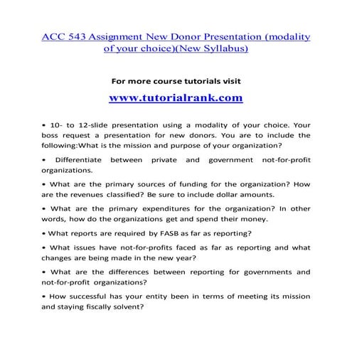 ACC 543 Effective Communication/tutorialrank.com