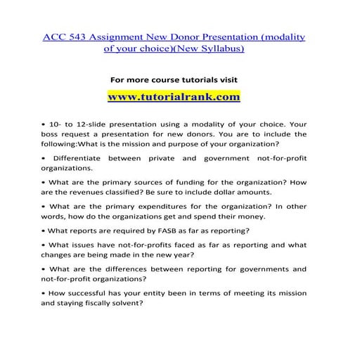 ACC 543 Enhance teaching - tutorialrank.com