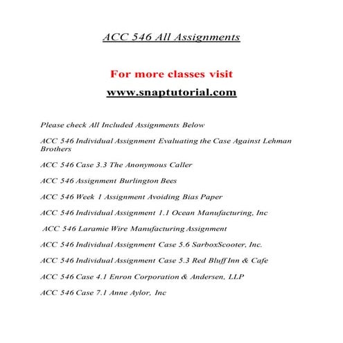 Acc 546 Enhance teaching / snaptutorial.com