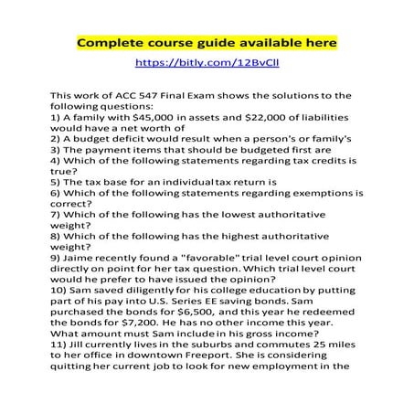 Acc 547 final exam | DOCX