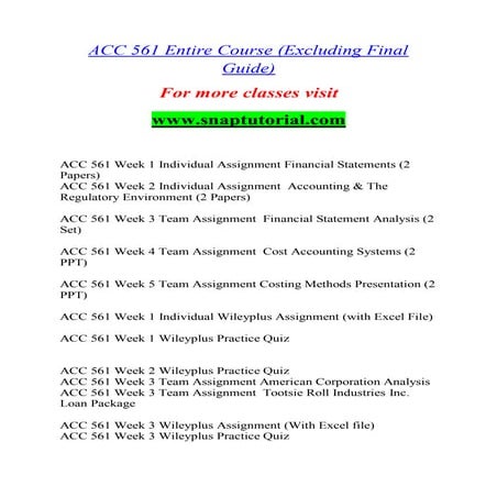 Acc 561 Exceptional Education / snaptutorial.com