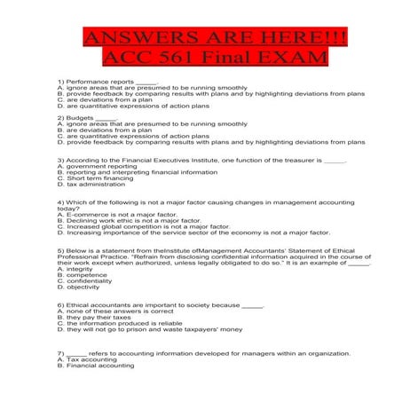 Acc 561 final exam | DOCX