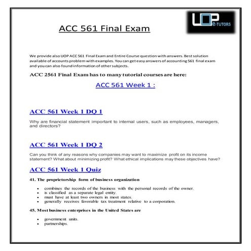 ACC 557 Midterm Exam Part 1 | PPTX
