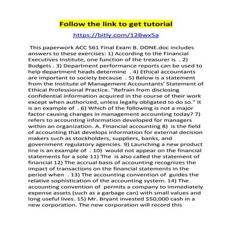Acc 561 final exam | DOCX