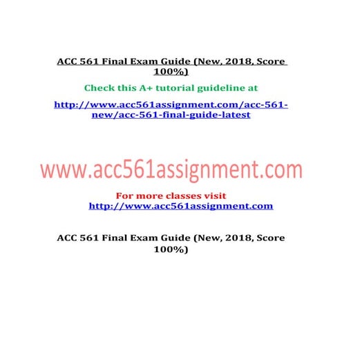 Acct 301 final examination answers umuc | PDF