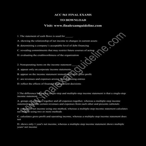 Acc 561 final exam | DOCX