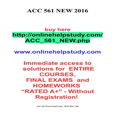 ACC 557 Midterm Exam Part 1 | PPTX