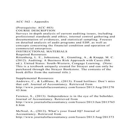 ACC 562 – Appendix(Prerequisite ACC 403)COURSE DESCRIPTIO.docx