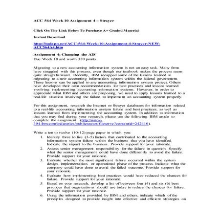 Acc 564 week 10 assignment 4 – strayer | PDF