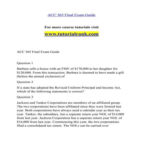 ACC 565 Effective Communication - tutorialrank.com