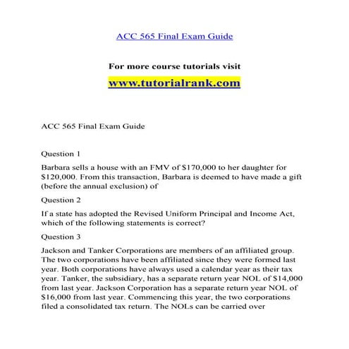 ACC 565 Enhance teaching - tutorialrank.com