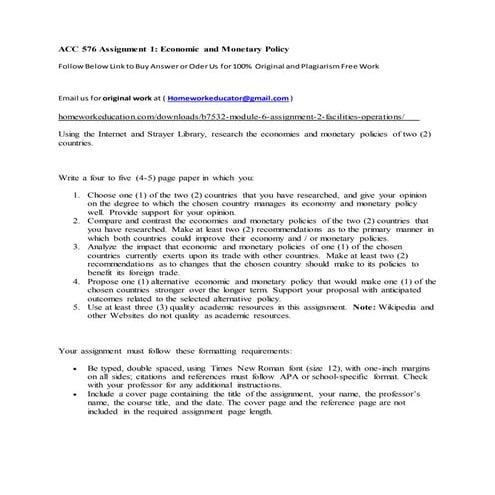 Acc 576 assignment 1 economic and monetary policy | PDF