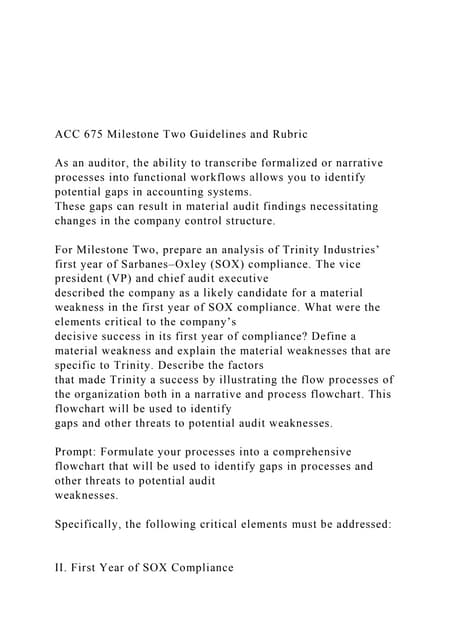 ACC 675 Milestone Three Guidelines and Rubric For Miles.docx