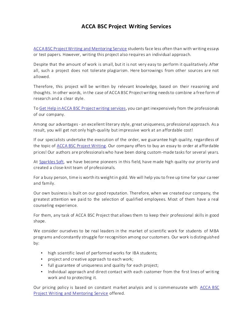 Acca Project Report Examples