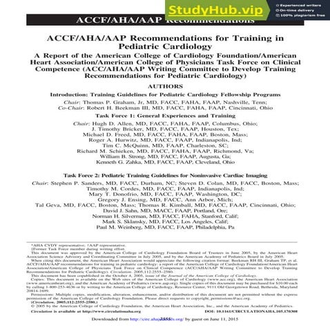 ACC AHA AAP RECOMMENDATIONS FOR TRAINING IN PEDIATRIC CARDIOLOGY | PDF