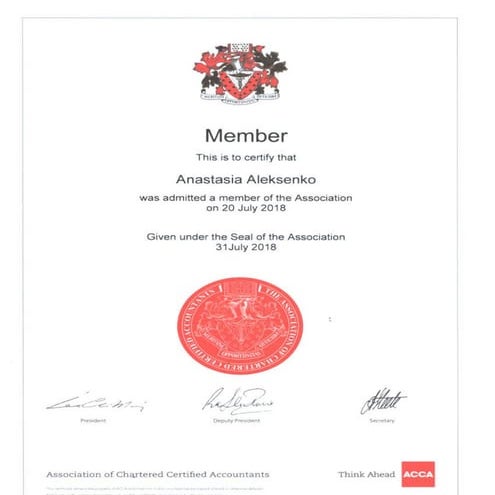 ACCA membership certificate | PDF