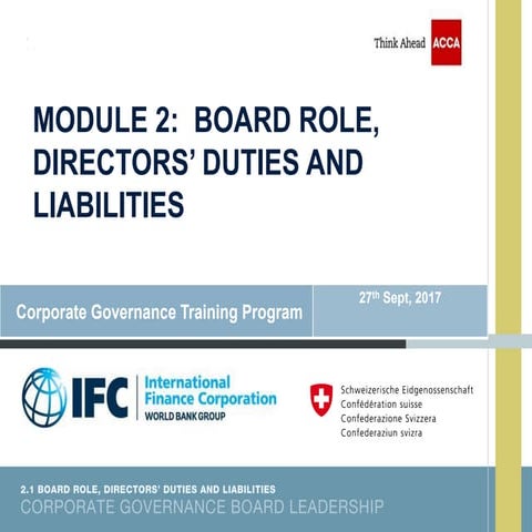 Acca msa board role, directors duties and liabilities | PDF