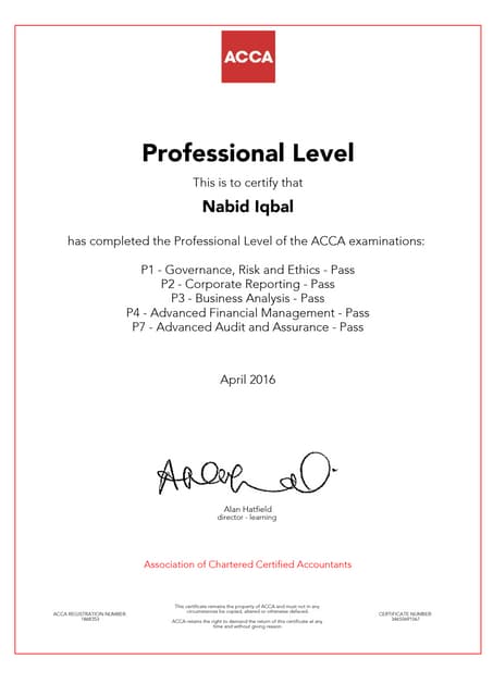Acca Membership Certificate | PDF