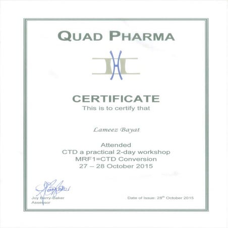 Quad Pharma certificate | PDF
