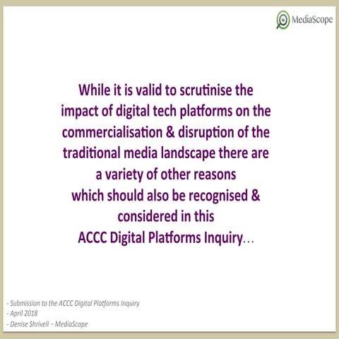 MediaScope's Submission into the ACCC Digital Platforms Inquiry - April ...