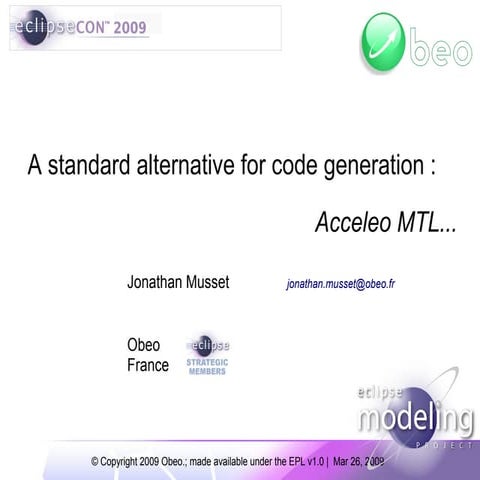 Acceleo MTL Code Generation | PPT