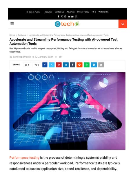 Accelerate And Streamline Performance Testing With Ai Powered Test