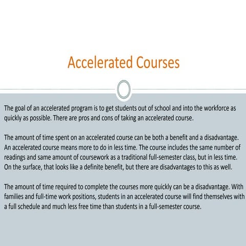 Accelerated course presentation and activity | PDF