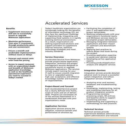 McKesson Accelerated Services | PDF