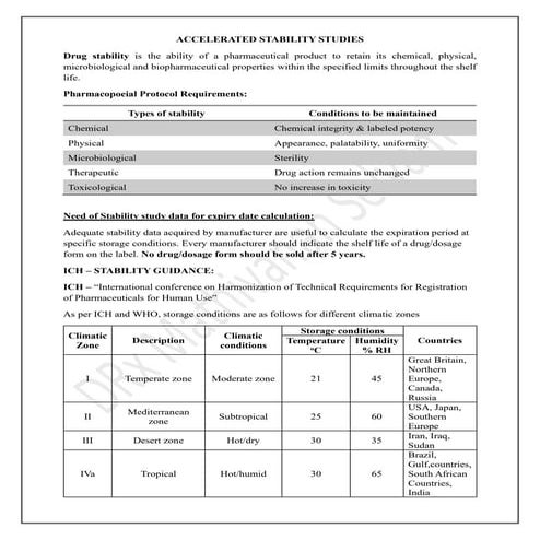 Accelerated stability studies / B.Pharm II Yr / IV Semester | PDF