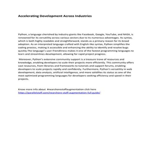 Accelerating Development Across Industries.docx | Programming Languages | Computing