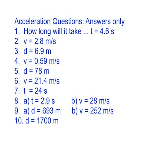Acceleration Answers | PPT