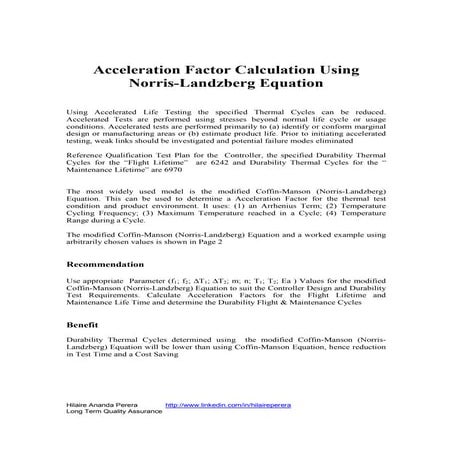 Acceleration Factor using norris landzberg equation | PDF