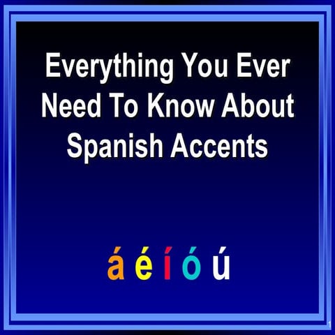 Spanish Accent marks explained in this Power Point | PPT