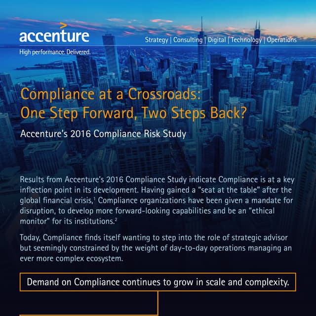 Accenture Compliance Risk Study 2016 | PDF