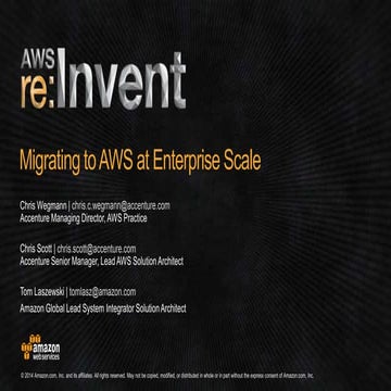 Accenture 2014 Aws Reinvent Enterprise Migration Breakout Session Ppt