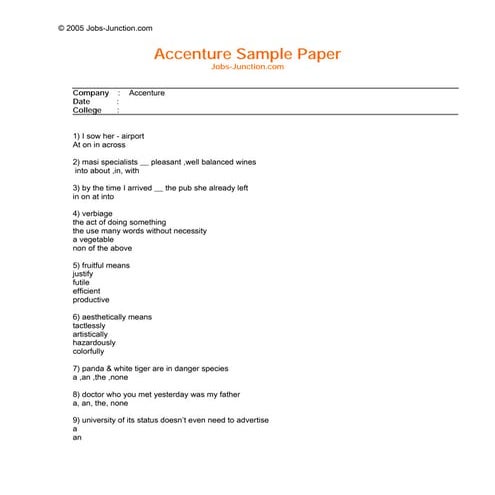 Accenture sample paper_3 | PDF | Programming Languages | Computing