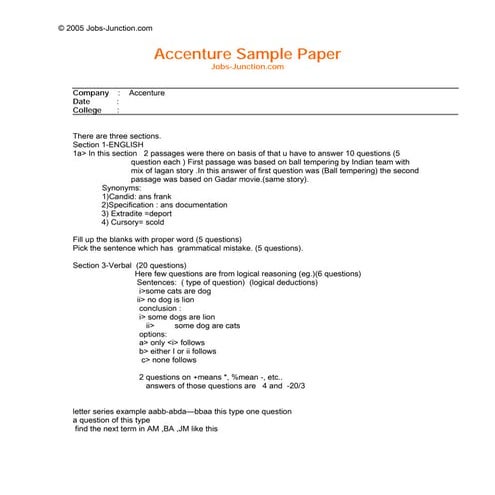 Accenture sample paper_4 | PDF