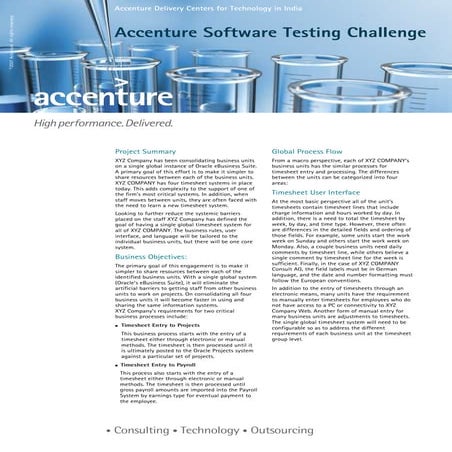 Accenture testing challenge 2007 case study | PDF