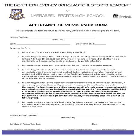 Acceptance form 2013 | PDF
